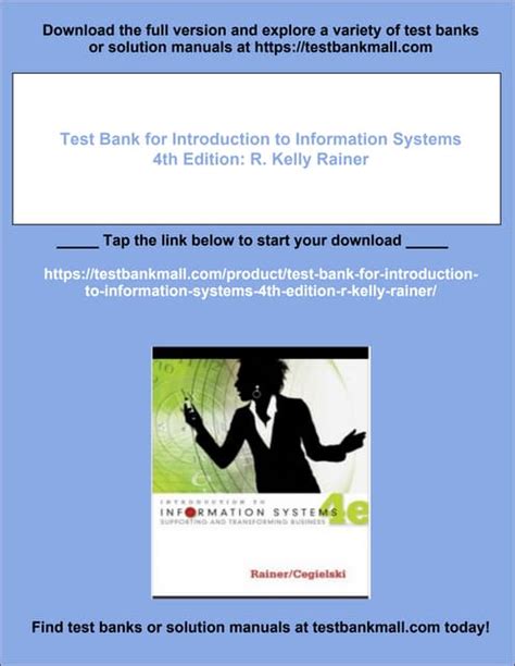 Test Bank For Introduction To Information Systems 4th Edition R Kelly
