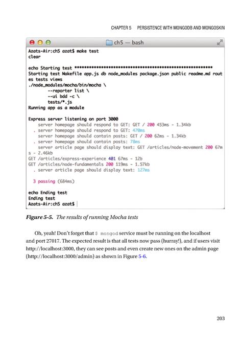 Practical Node Js 45 Figure 5 5 The Results Of Running Mocha Tests