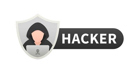 사용자의 기밀 데이터 개인 정보를 훔치는 랩톱 컴퓨터와 함께 방패 모양의 해커의 개념 해킹 및 웹 보안 인터넷 피싱 개념입니다 벡터 그림 가공의 인물에 대한 스톡 벡터 아트