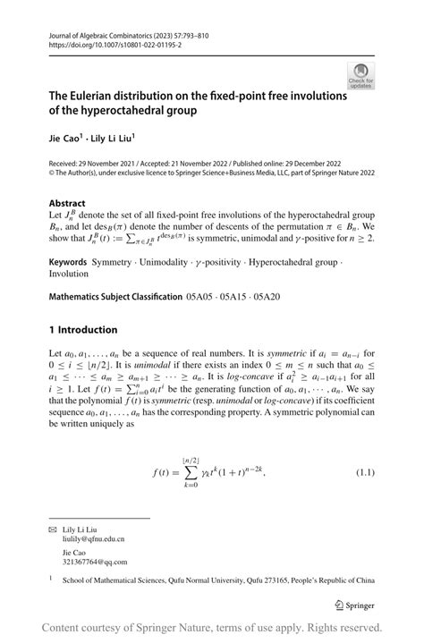 the eulerian distribution on the fixed point free involutions of the