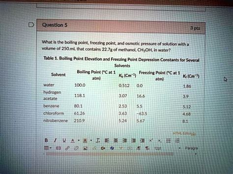 Solved Question 5 3 Pes What Is The Boiling Point Freezing Point And Osmotic Pressure Of