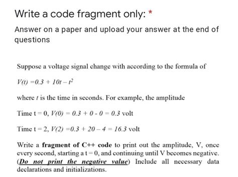 Solved Write A Code Fragment Only Answer On A Paper And
