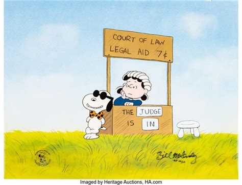 Peanuts Its A Mystery Charlie Brown Judge Lucy Limited Edition Cel Signed By Bill Melendez Ap