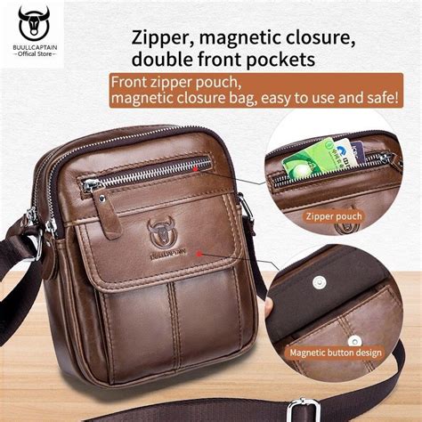 BULLCAPTAIN Genuine Leather Shoulder Bag, Men's Fashion, Bags, Sling ...