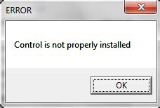 Control Is Not Properly Installed Error In Sage Erp