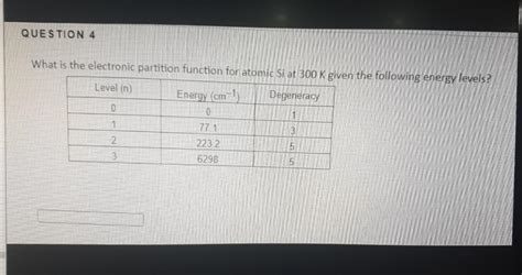 Solved What Is The Electronic Partition Function For Atomic