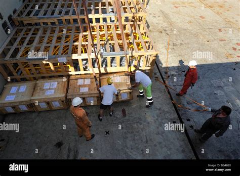 Naval Operations Of Unloading And Loading Of Petroleum Components Exceptional Size Stock Photo