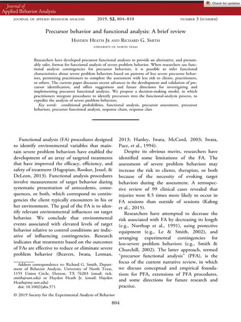 Precursor Functional Analysis Review Pdf Reinforcement Risk