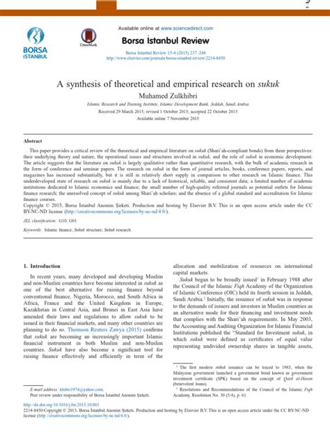A Synthesis Of Theoretical And Empirical Research On Sukuk Pdf