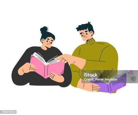 교육 와 남자와 여자 성격 읽다 책 학습 와 공부 벡터 일러스트 개념에 대한 스톡 벡터 아트 및 기타 이미지 개념 공부