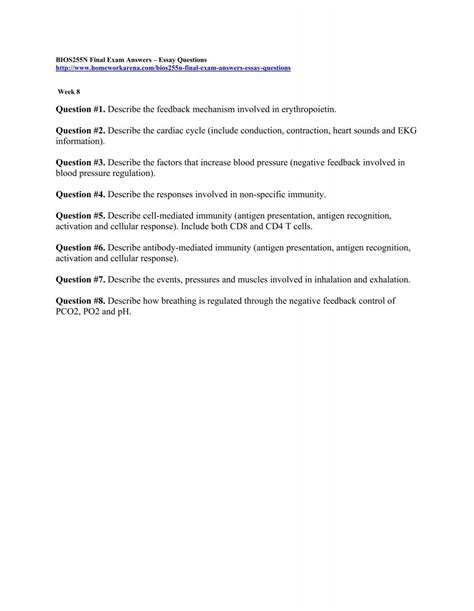 Bios255n Final Exam Answers