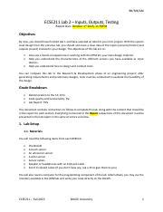 Guide To ECSE Lab Inputs Outputs Testing Course Hero