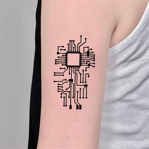 Pack Of 3 Circuit Board Temporary Tattoo Technical Circuit Fake Tattoo