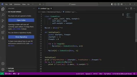 implementing linked list using python data structure adt