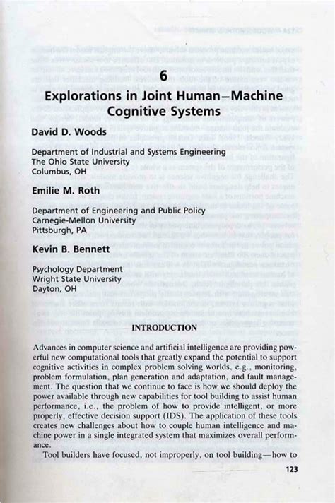 Pdf Explorations In Joint Human Machine Cognitive Systems