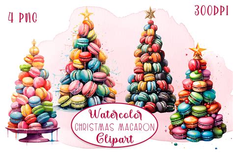 Christmas Tree Macaroons Cookie Clipart Graphic By Elenazlataart