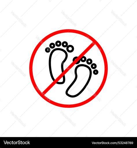 No Foot Print Sign Only Barefoot Allow Symbol Do Vector Image