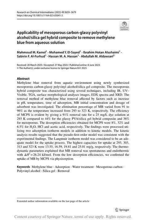 Applicability Of Mesoporous Carbon‐glassy Polyvinyl Alcohol Silica Gel Hybrid Composite To