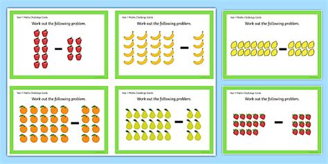 Year 1 Array Subtraction Challenge Cards Teacher Made