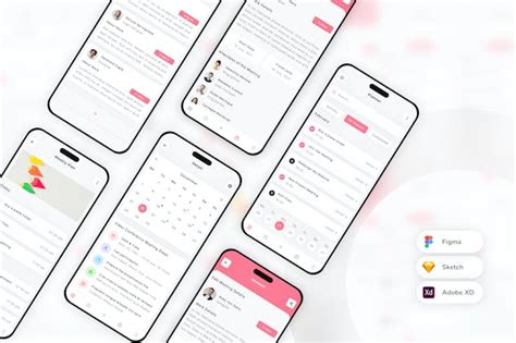 Work Planner Mobile App Ui Kit Design Template Place