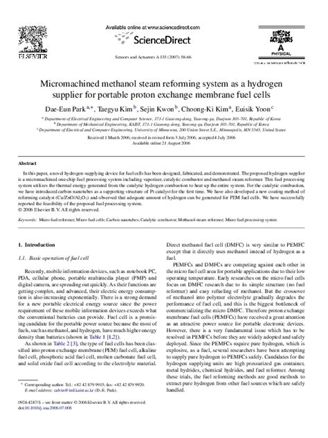 Pdf Micromachined Methanol Steam Reforming System As A Hydrogen