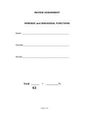 PERIODIC And SINUSOIDAL FUNCTIONS Review Assignment Pdf REVIEW ASSIGNMENT PERIODIC And