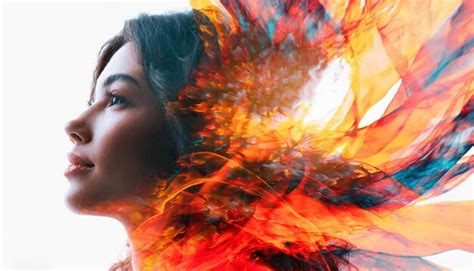 Double Exposure Depicting A Young Beautiful Woman Premium Ai Generated Image