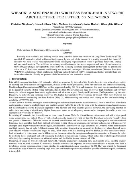 Wiback A Sdn Enabled Wireless Back Haul Network Architecture For