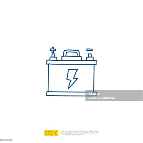 아쿠 전기 산 배터리 낙서 아이콘 차량 개념에 대한 기호 기호입니다 화이트 배경 벡터 일러스트에 환경 녹색 친화적 인 교통 0명에 대한 스톡 벡터 아트 및 기타 이미지