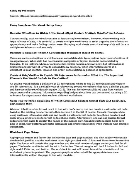📚 Essay Sample On Workbook Setup Free Essay Term Paper Example