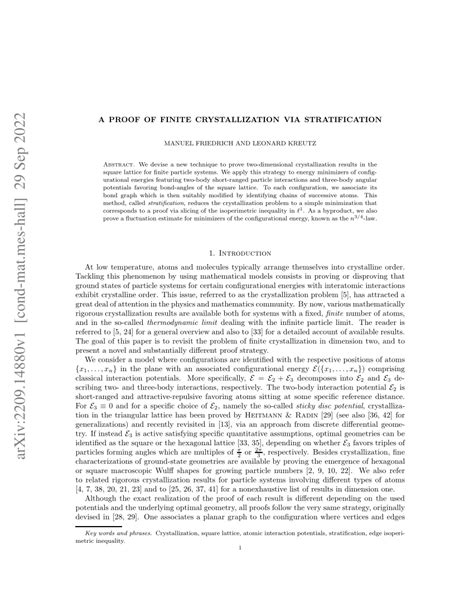Pdf A Proof Of Crystallization Via Stratafication