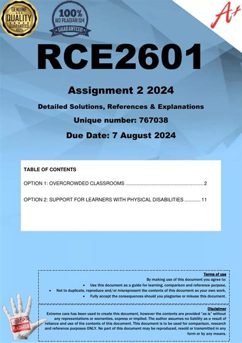 Rce2601 Assignment 2 Option 1 And 2 Complete Answers 2024 767038