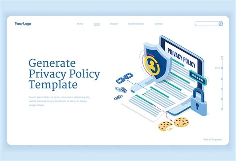 Premium Vector Privacy Policy Isometric Landing Page Data Protection Digital Security Personal