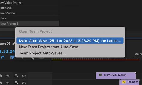 View Auto Saves And Versions Of Team Projects