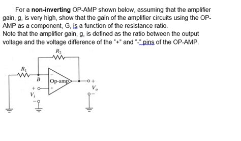 solved for a non inverting op amp shown below assuming that