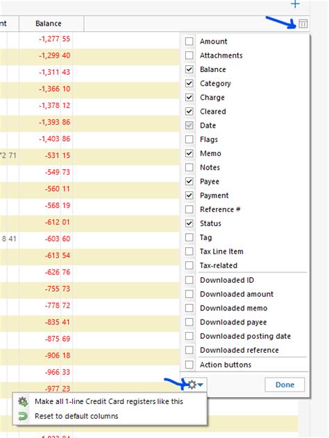 Set My Own Default Column Widths — Quicken