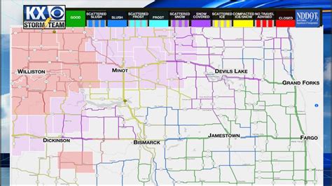 Kx News Minot The Nddot Current Road Conditions Map For