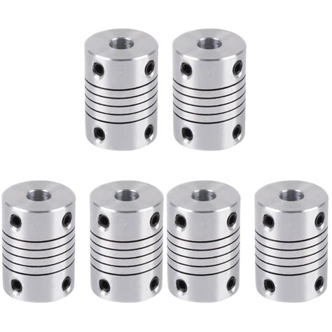 Worgeous 6 Pcs Aluminium Alloy Cnc Stepper Motor 3d Printer Flexible Shaft Coupling Coupler