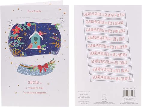 Granddaughter And Multi Caption Christmas Card And Stick On Captions