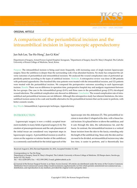 Pdf A Comparison Of The Periumbilical Incision And The Intraumbilical