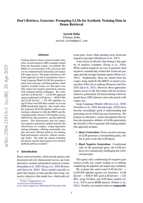 Pdf Dont Retrieve Generate Prompting Llms For Synthetic Training Data In Dense Retrieval