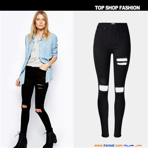 بناطيل حريمي مقطعة باللون الأسود أجدد و أحدث بناطيل حريمي مقطعة سوداء