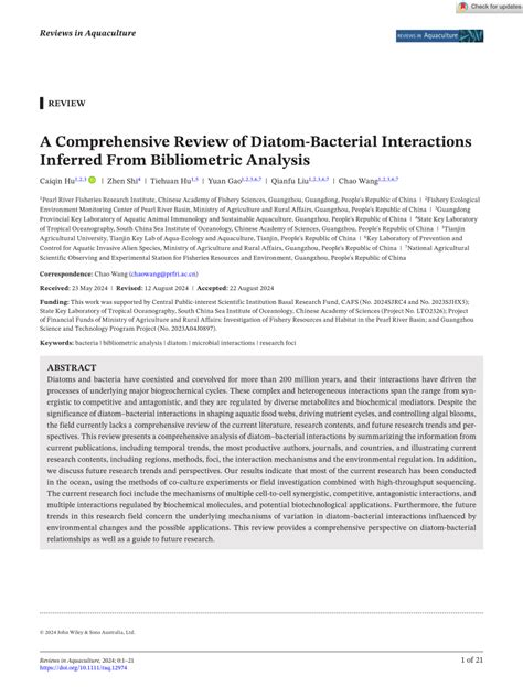 Pdf A Comprehensive Review Of Diatom Bacterial Interactions Inferred From Bibliometric Analysis