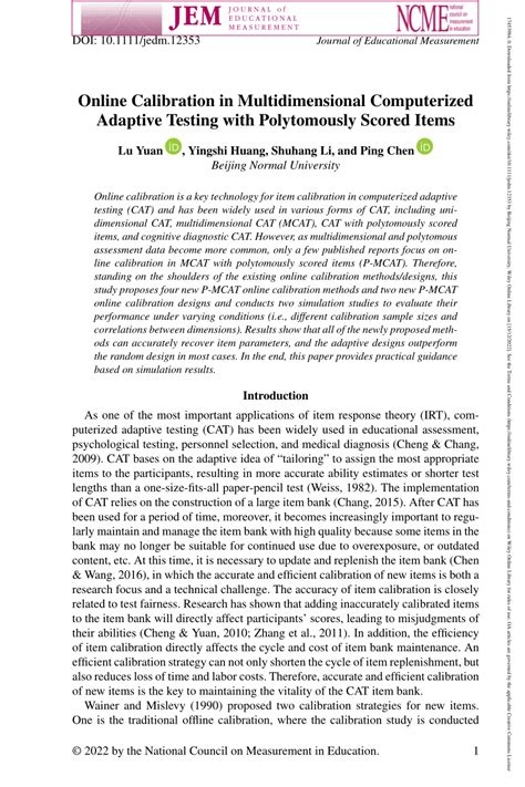 Pdf Online Calibration In Multidimensional Computerized Adaptive
