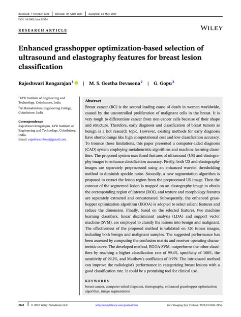 Enhanced Grasshopper Optimization‐based Selection Of Ultrasound And