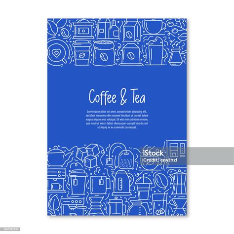 커피 와 차 관련 개체 및 요소 손으로 그린 벡터 낙서 일러스트 레이션 컬렉션 포스터 다른 커피와 차 개체커버 템플릿 0명에