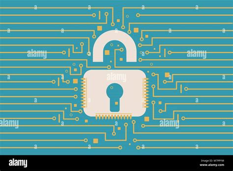 Circuit Board And Lock Head Stock Vector Image Art Alamy