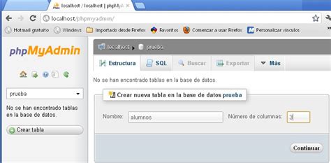 Administracion De Base De Datos Creacion De Una Tabla En MySQL Usando Phpmyadmin