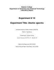 Atomic Spectra Lab 1 Pdf Dawson College Department Of Chemistry And Chemical Technology