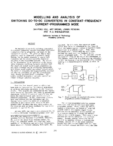Pdf Modelling And Analysis Of Switching Dc To Dc Converters In